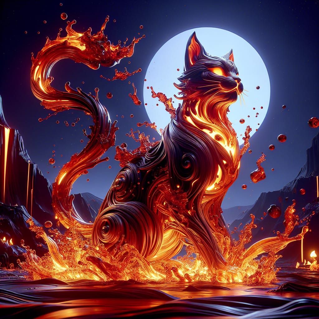 Elemental Lava Cat - AI Generated Artwork - NightCafe Creator