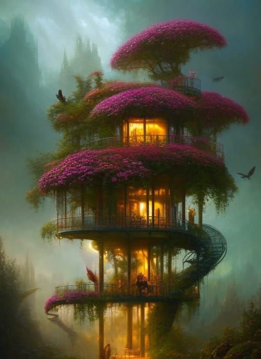 Glass tree house - AI Generated Artwork - NightCafe Creator
