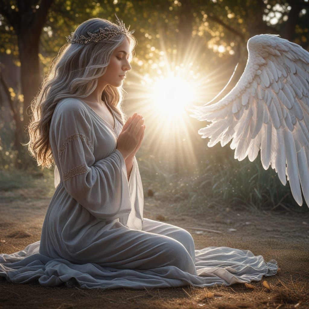 Hyper-Realistic Angelic Portrait in Golden Hour - AI Art