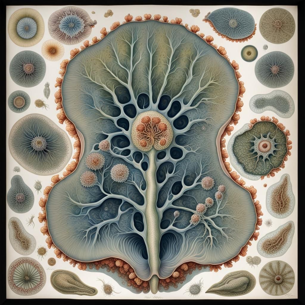 Art by Maria Sibylla Merian, Beatrix Potter, detailed amoeba artwork ...