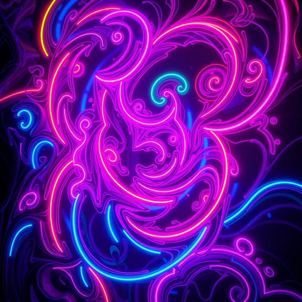 Abstract neon art - Hyperrealistic Neon Art Installation in...