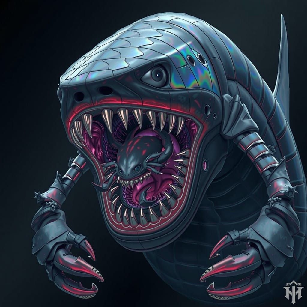 Ethereal Alien Shark-Creature in Neon Bioluminesce... - AI Art