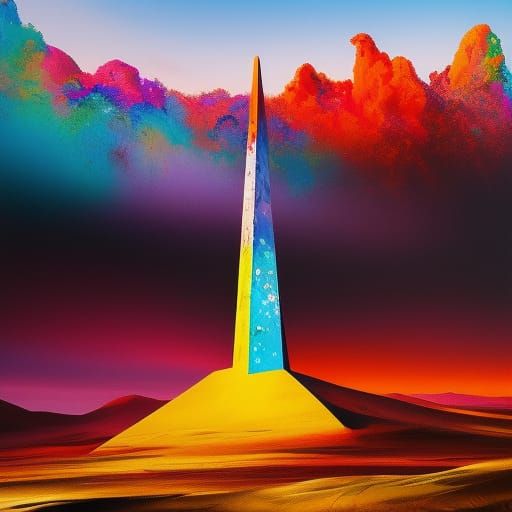 Monolith in the desert graffiti art, splash art, street art, spray ...