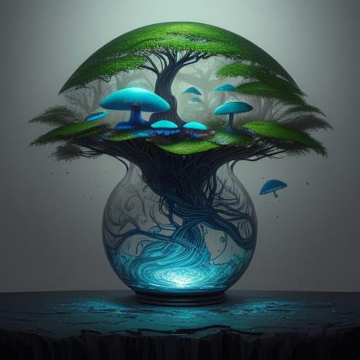 (Magic Realism):** > A magic realist painting depicting a large, dark ...