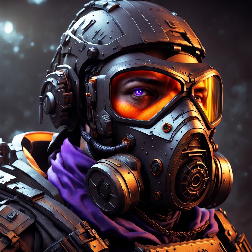 Killzone heavy armored soldier orange lenses and gas mask - AI ...