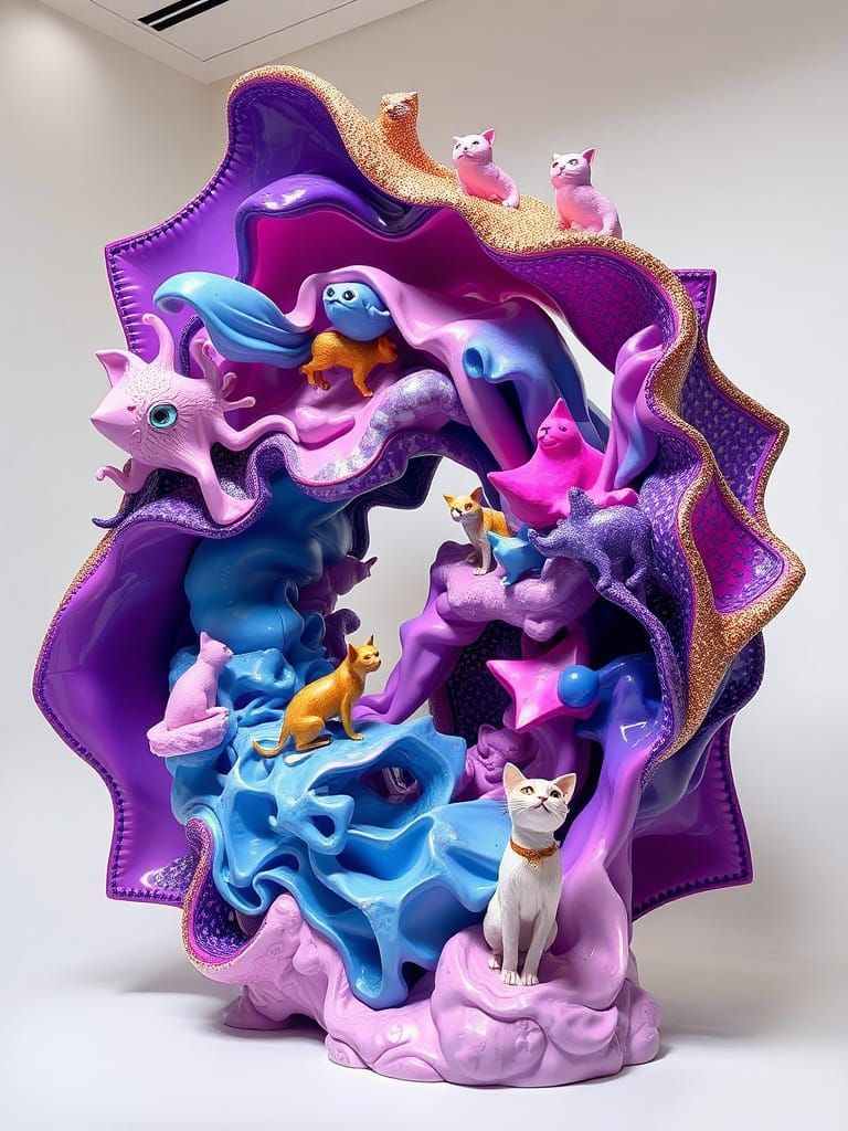 Surreal Abstract Dreamscape Sculpture with Geometr... - AI Art