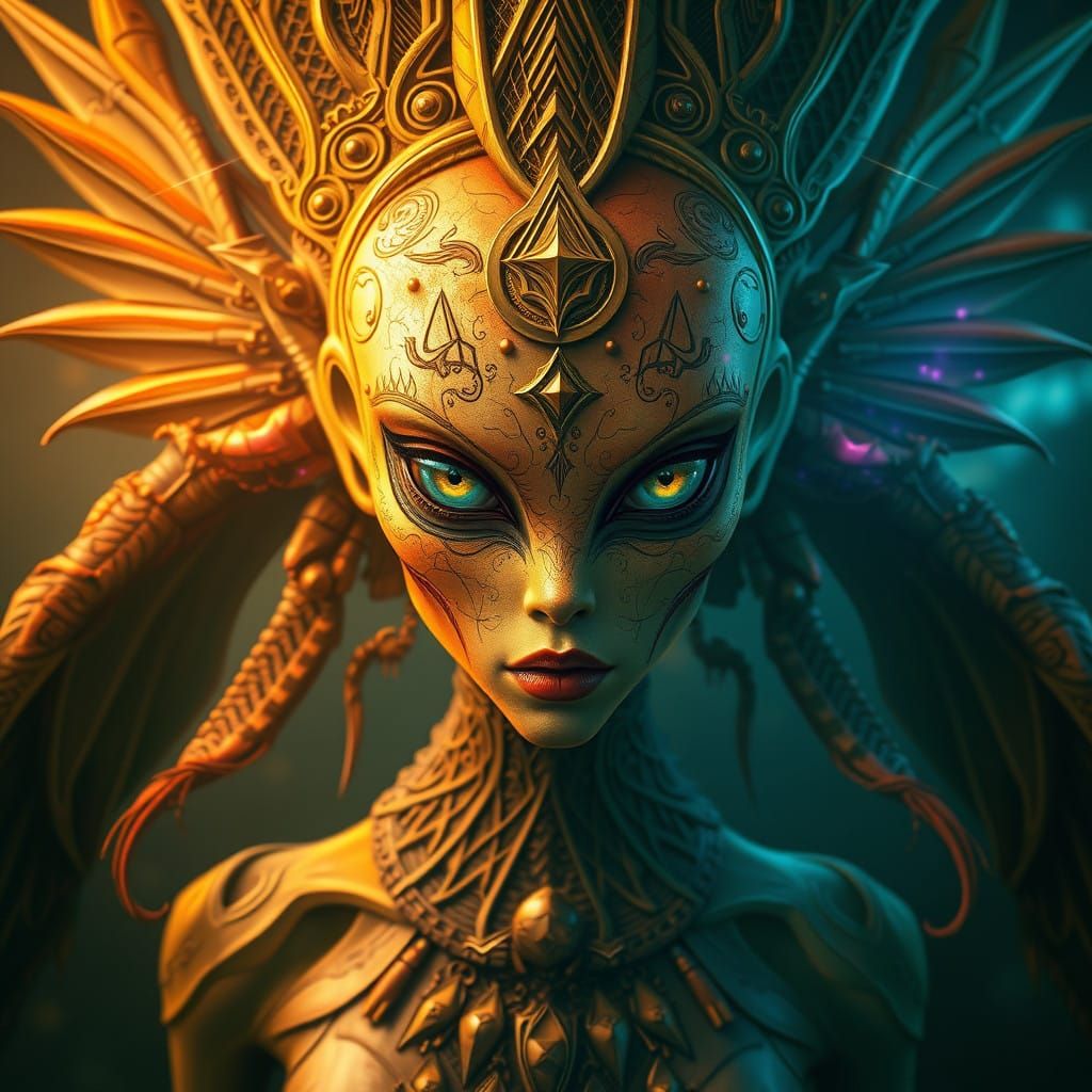 Enigmatic Interdimensional Queen in Ancient, Sacre... - AI Art