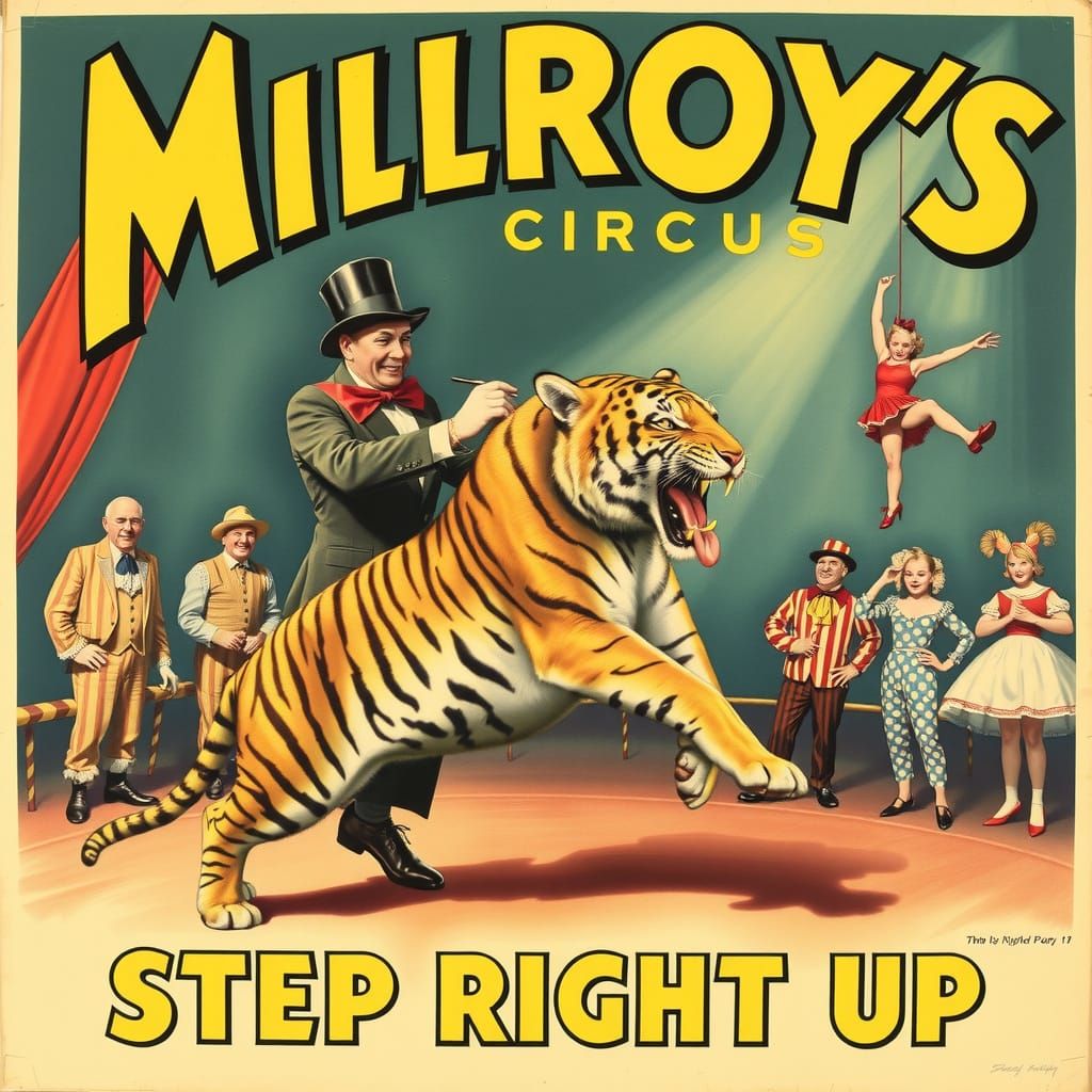 Vintage Circus Poster: Step Right Up to Millroy's ... - AI Art