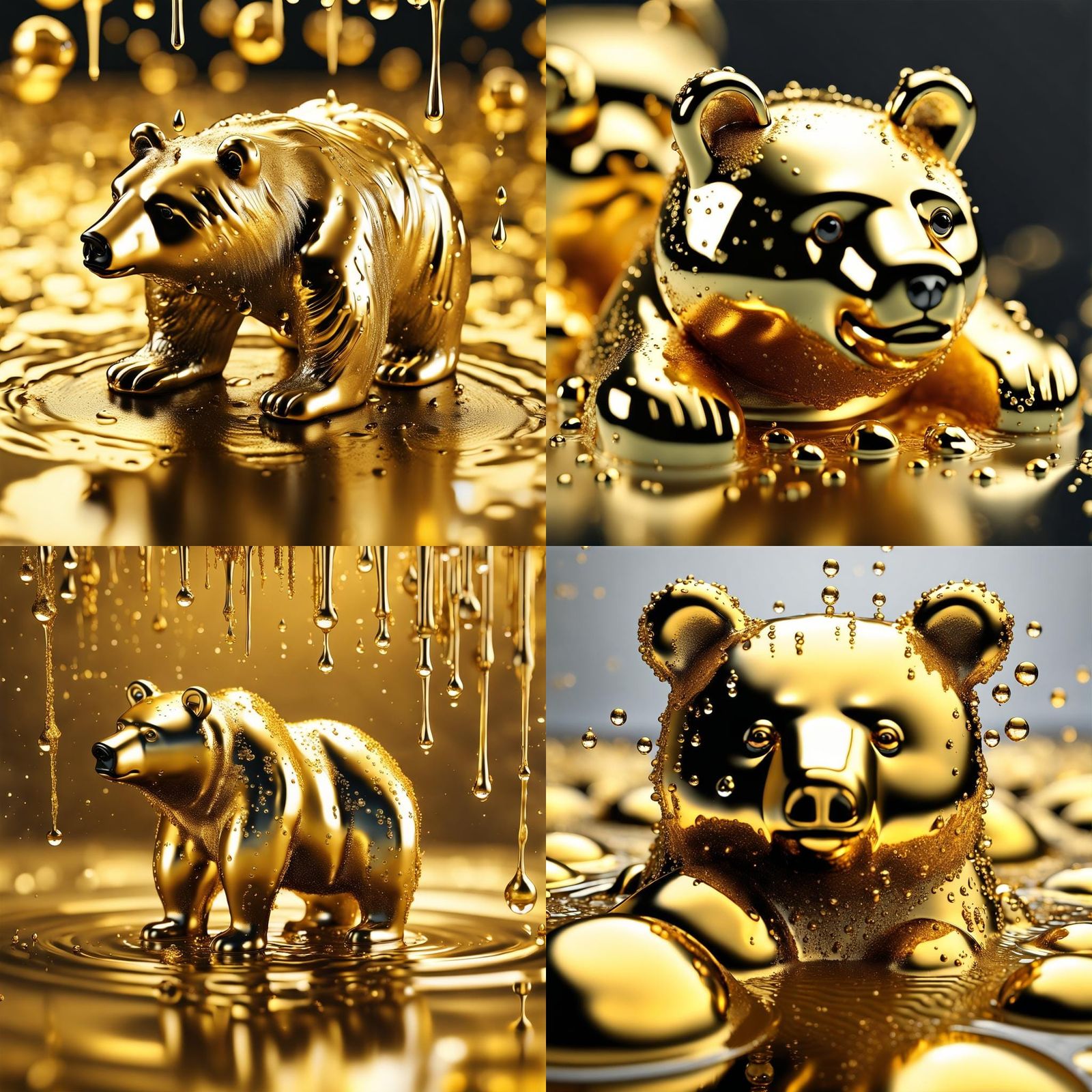 Professional Macro Photograph perfect golden Obese Bear, dripping ...