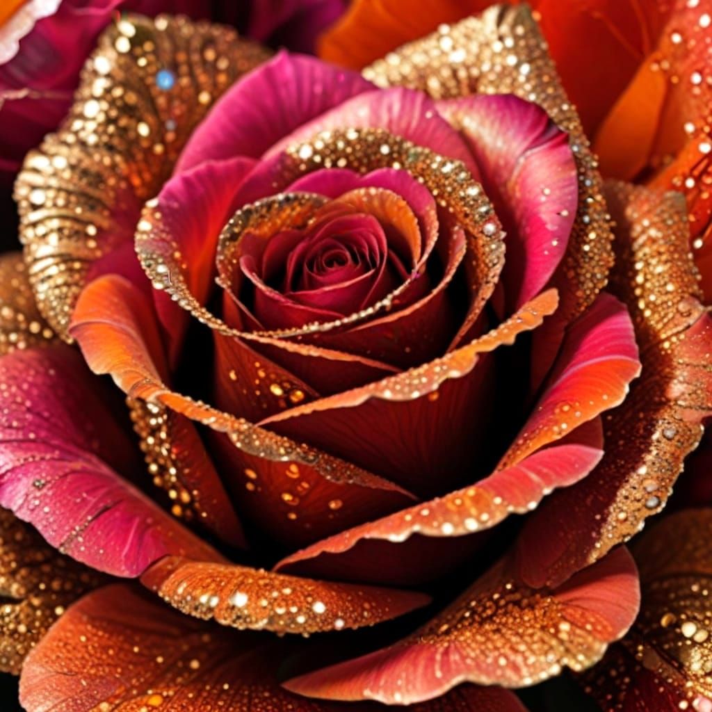 Red pink rose with glitter - Red pink rose with glitter