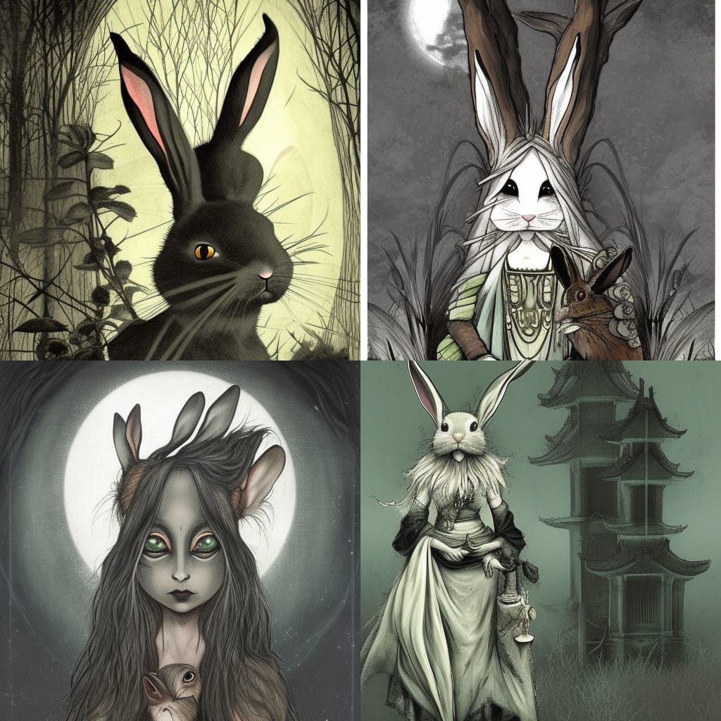 anthro-rabbit-priestess-tends-to-garden-in-moonlit-temple-grounds Yuki ...