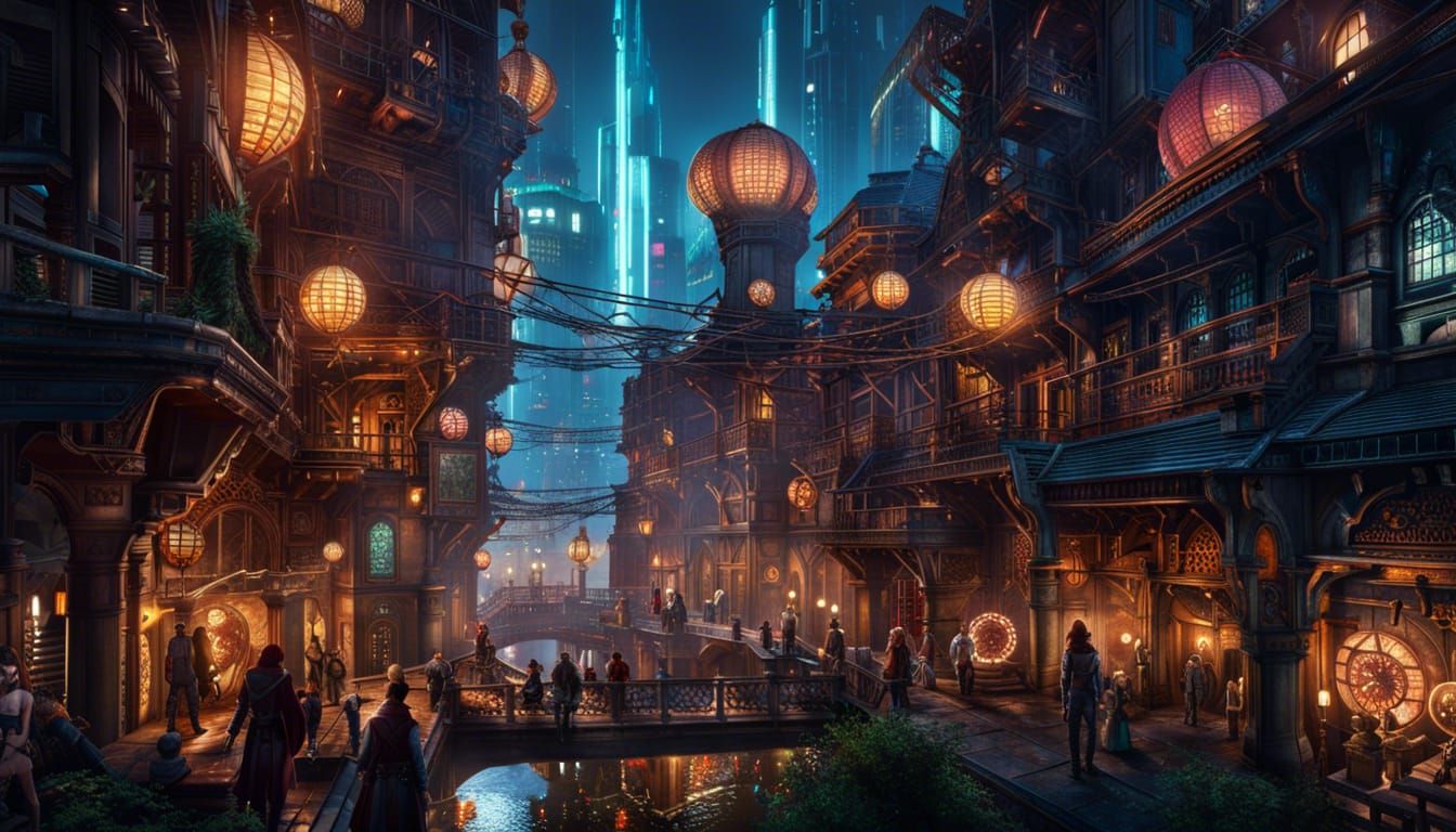 Aetherpunk city - AI Generated Artwork - NightCafe Creator