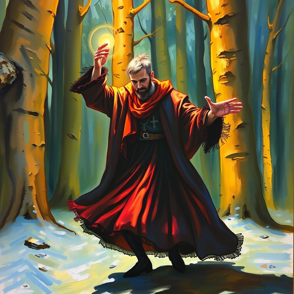 Magical Monk - Cyberpunk Monk in Neon Shadow Dance