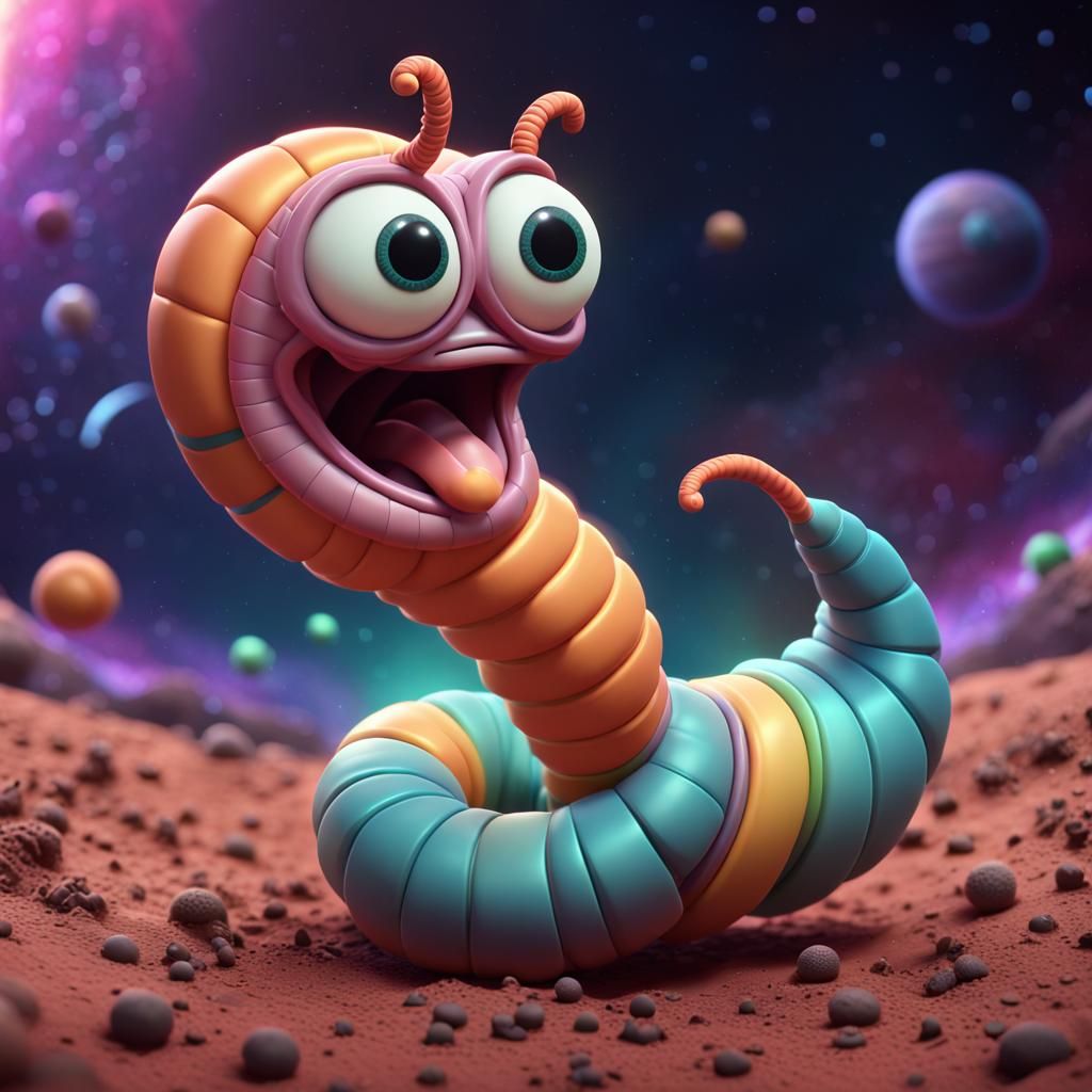 Cute Worm in space - AI Generated Artwork - NightCafe Creator