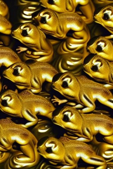 14 golden frogs - AI Generated Artwork - NightCafe Creator