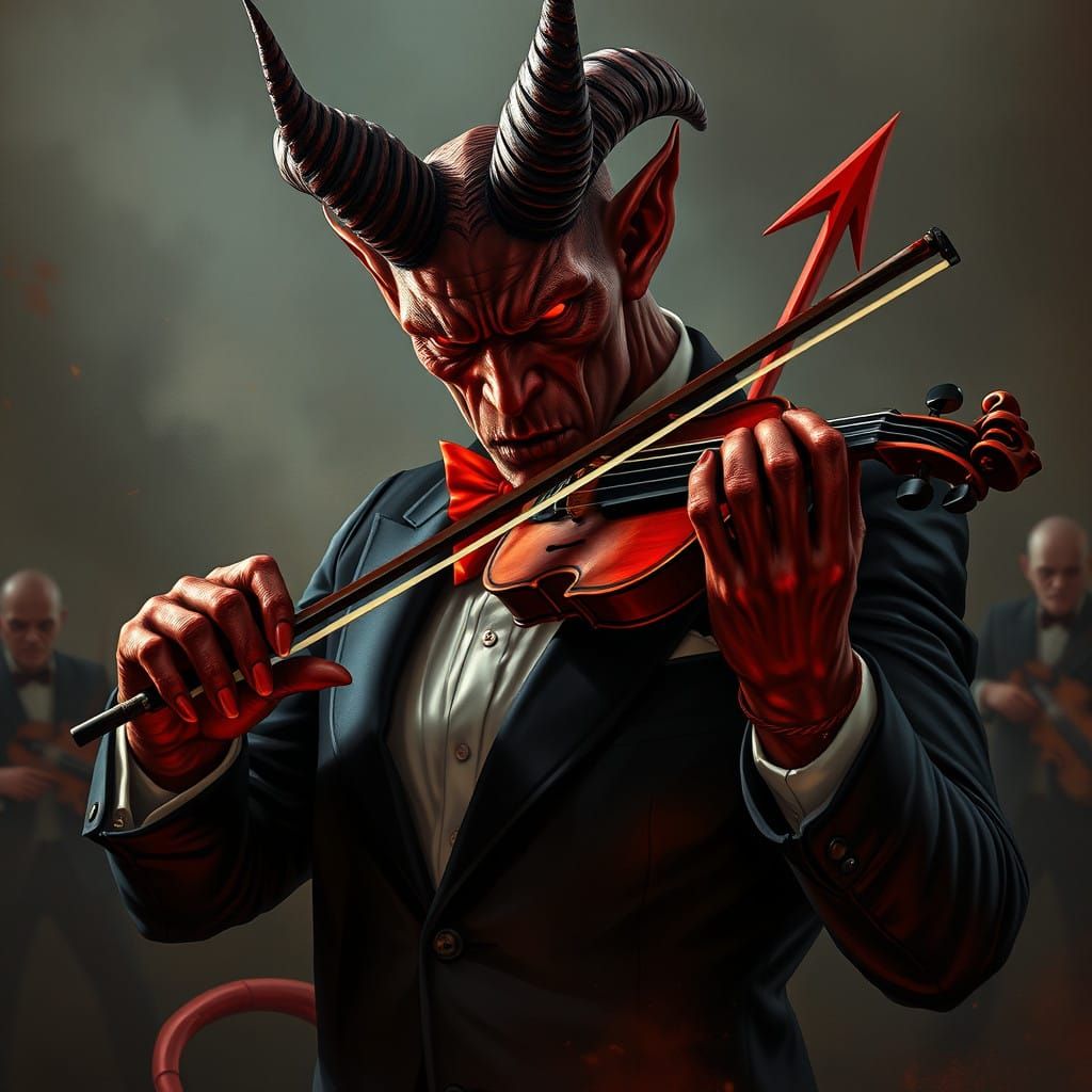 A photo of a Hyperrealistic Hyper-detailed, hyper-muscular red devil ...