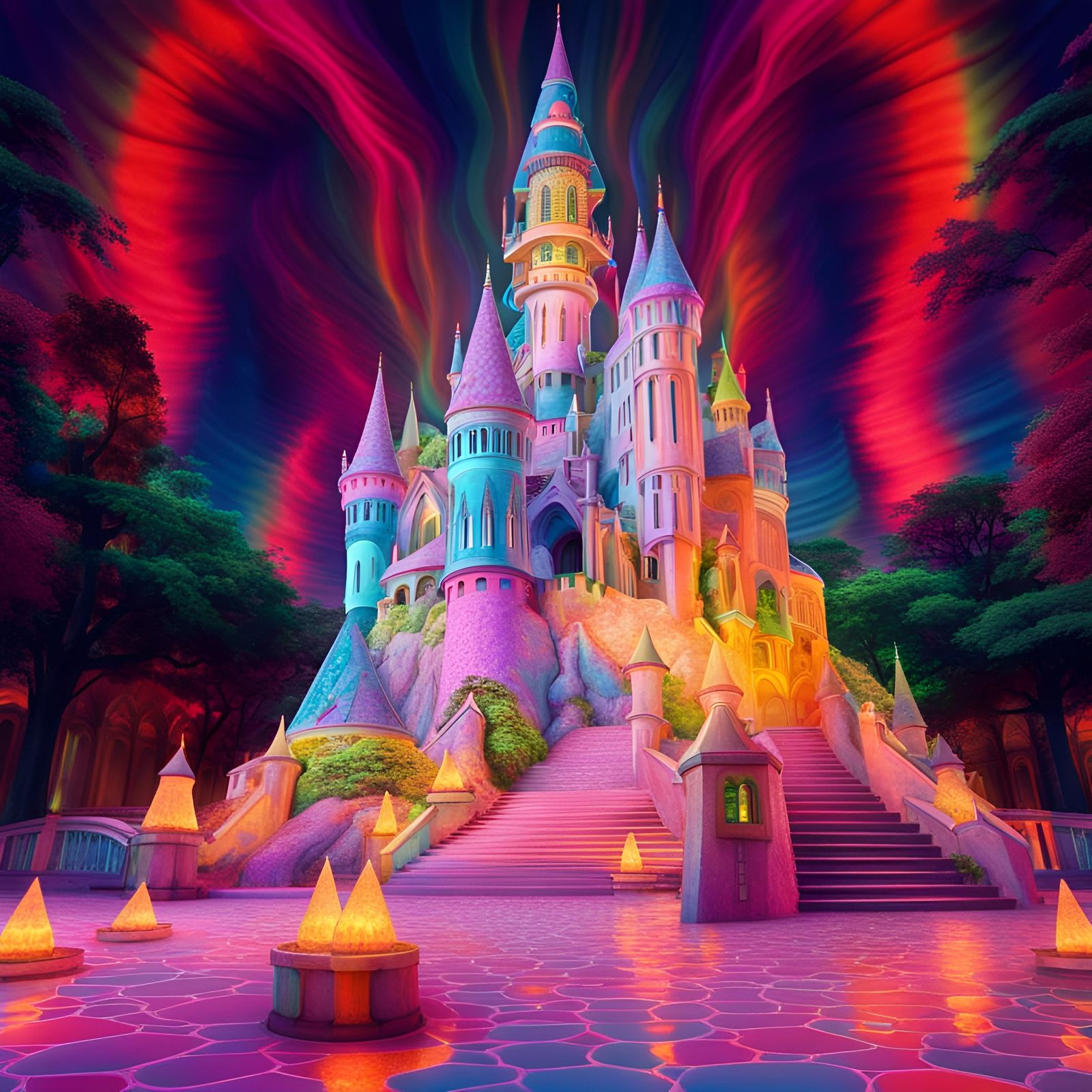 Psychedelic fantasy castle - AI Generated Artwork - NightCafe Creator