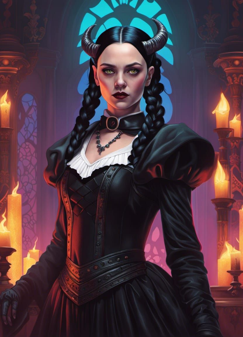 Wednesday Addams as a Demon Enchantress - AI Generated Artwork ...