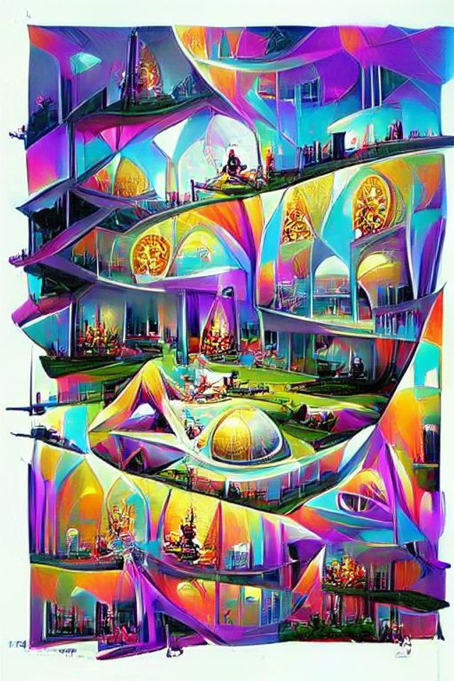 Maximalist Robert McCall space illustration Retro-futurism Decorative ...