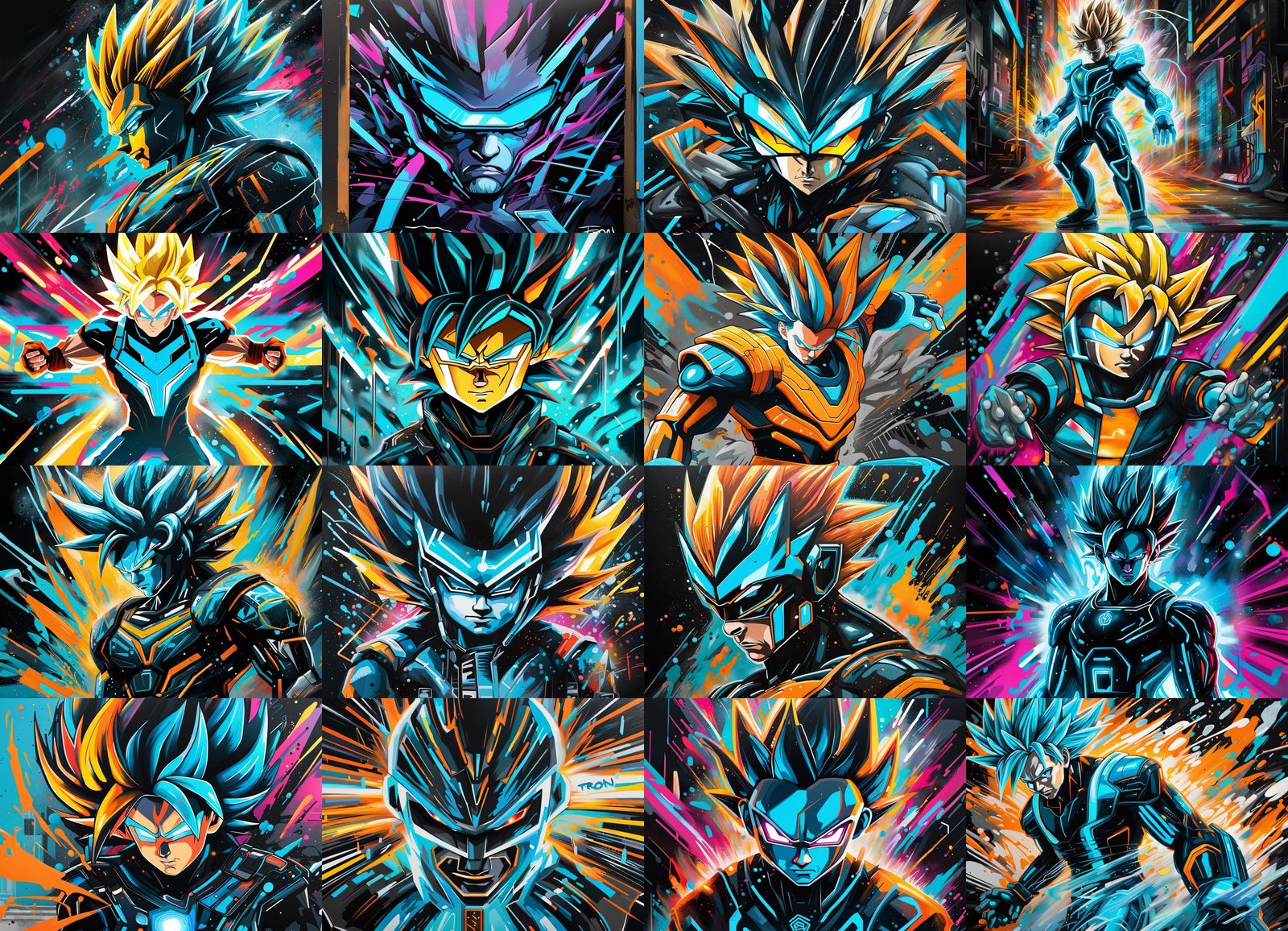 Tron legacy super saiyan graffiti art, splash art, street art, spray ...