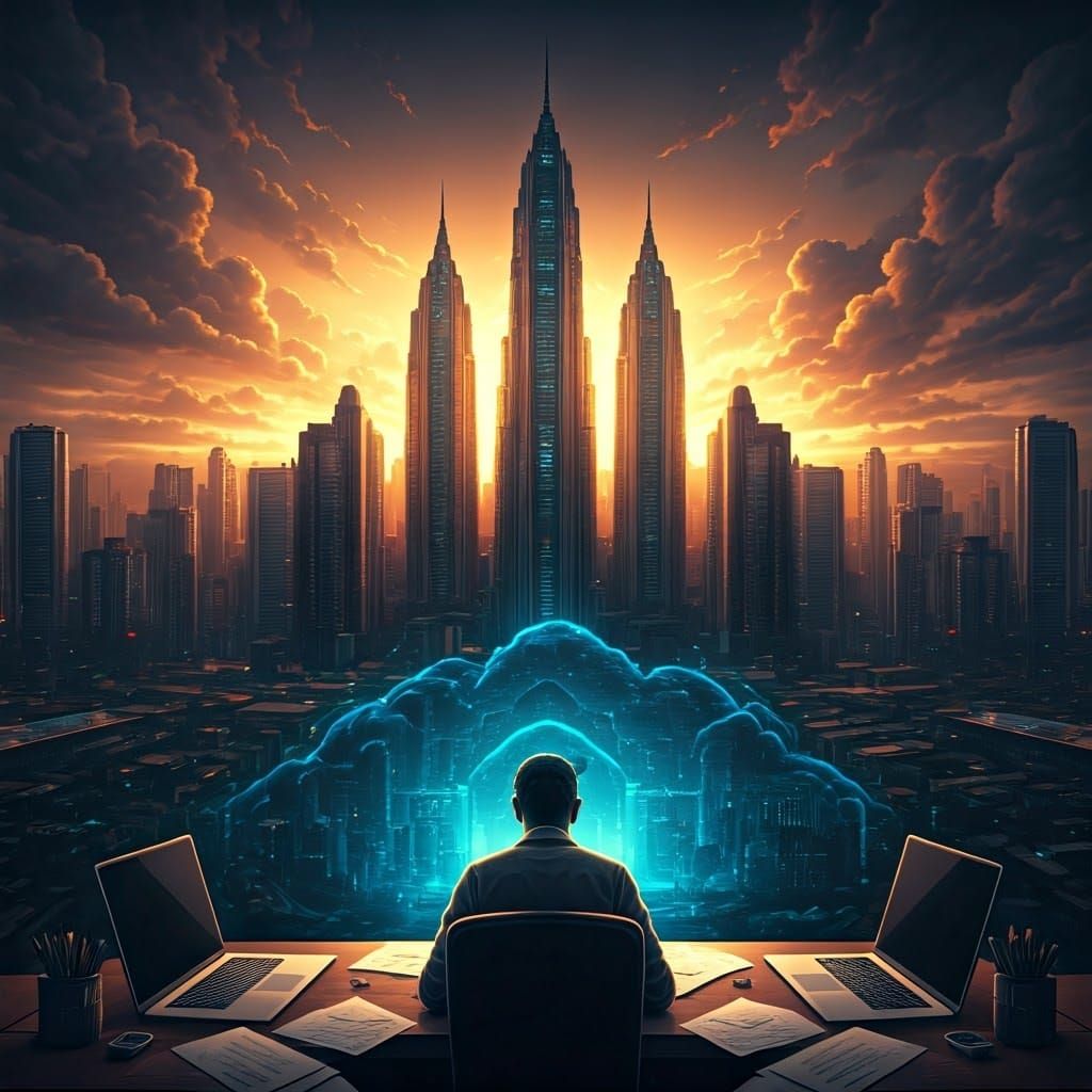 Productive Nairobi Cityscape with Determined Cloud... - AI Art