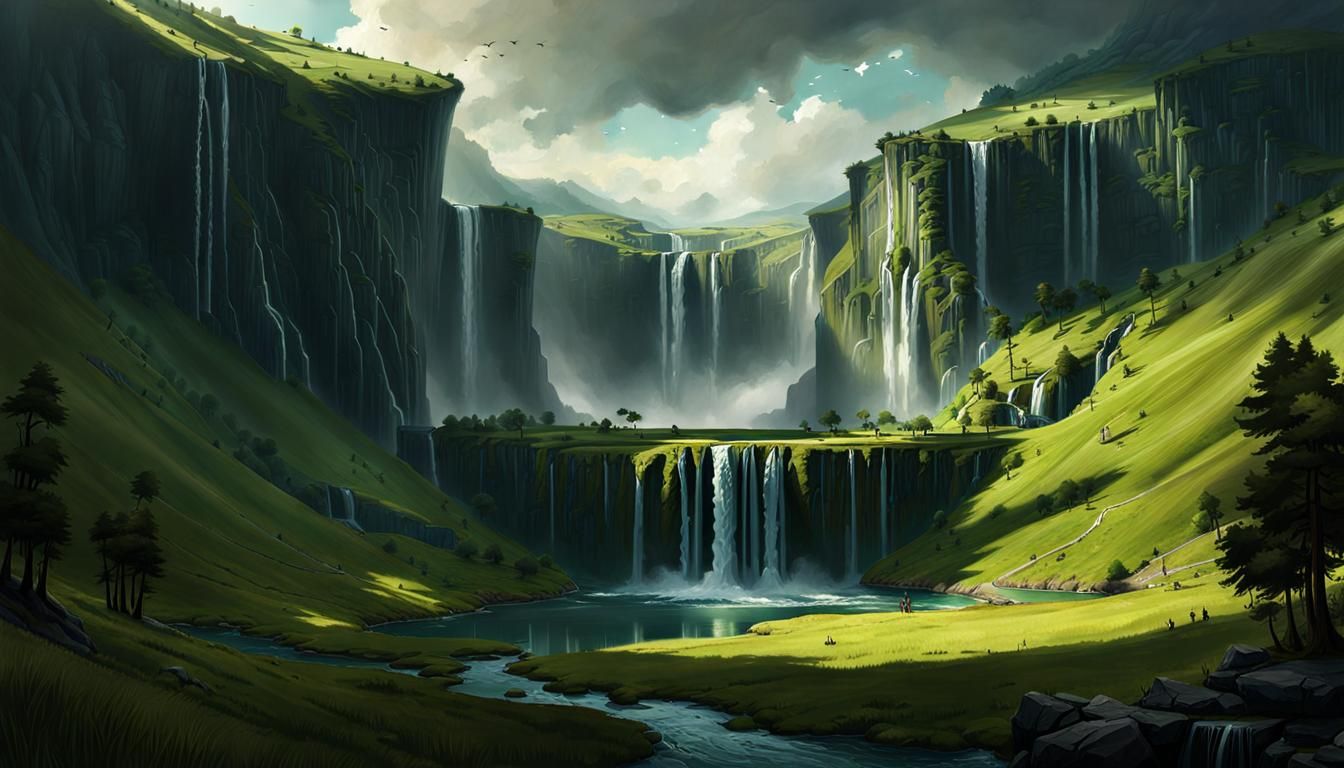 The Valley of Fountains - AI Generated Artwork - NightCafe Creator