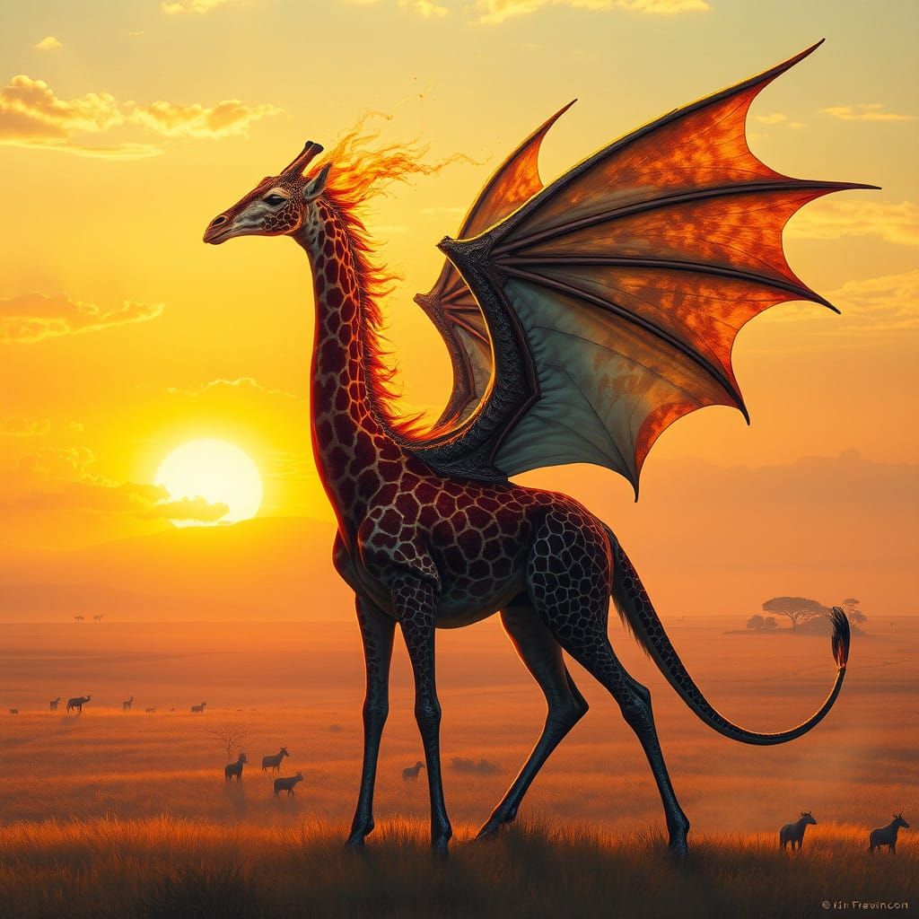 Mixture between Giraffe and Dragon - Surreal Dragon-Giraffe ...
