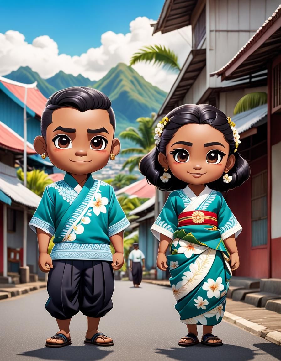 Island Stroll: Chibi Duo in Suva - AI Generated Artwork - NightCafe Creator
