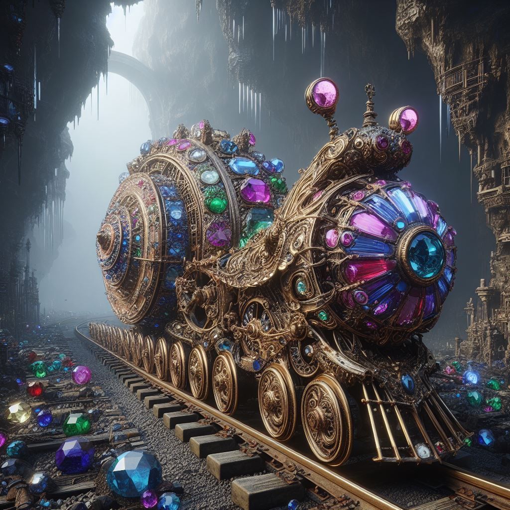 Gemstone snail train - AI Generated Artwork - NightCafe Creator