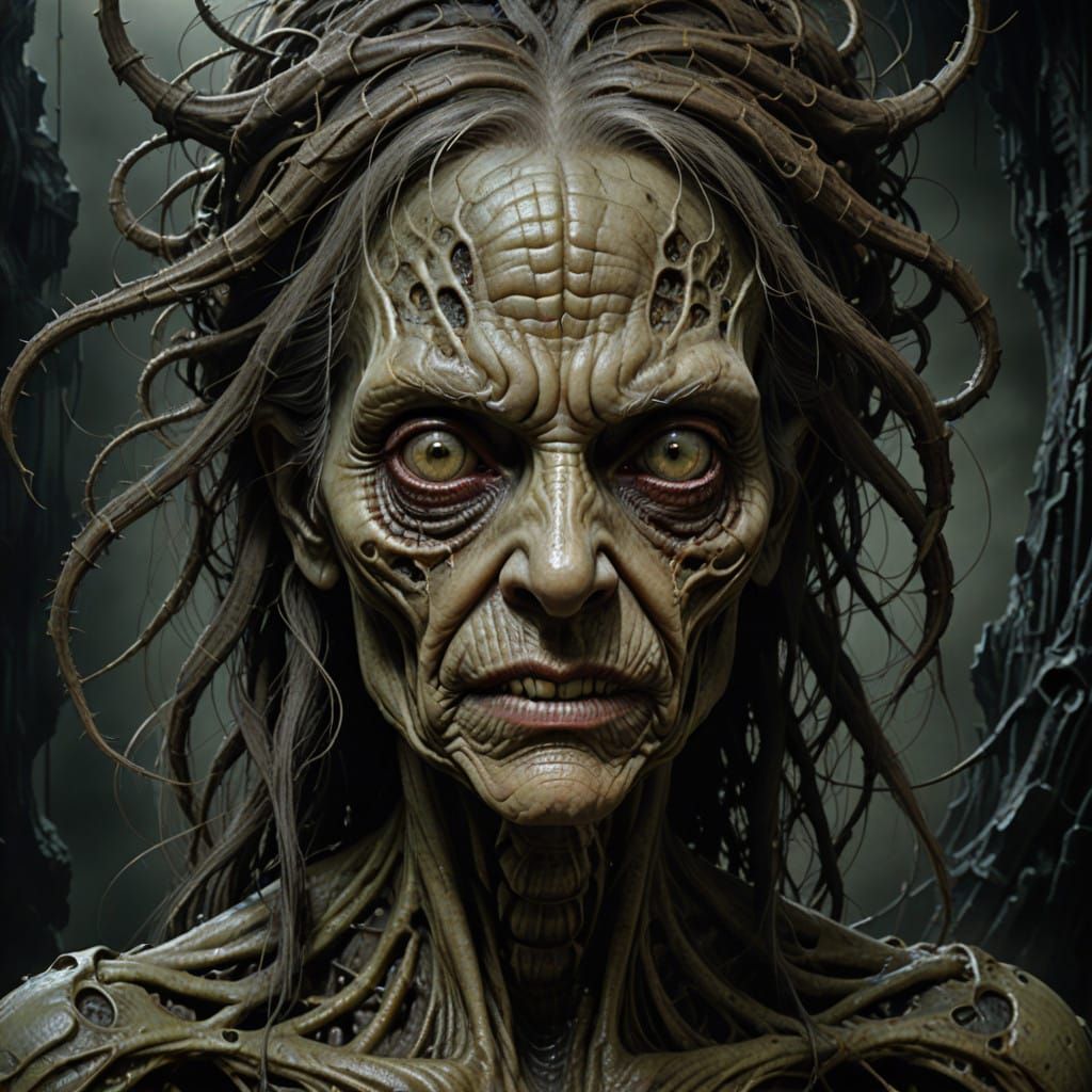 Grotesque Female Form in Hyperrealistic Horror Art - AI Art