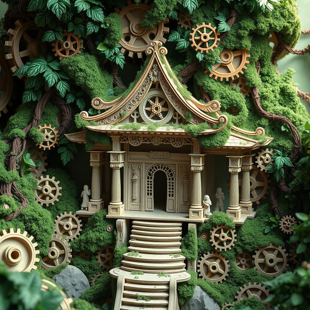 jungle temple - Whimsical Steampunk Temple Reclaimed by Natu...