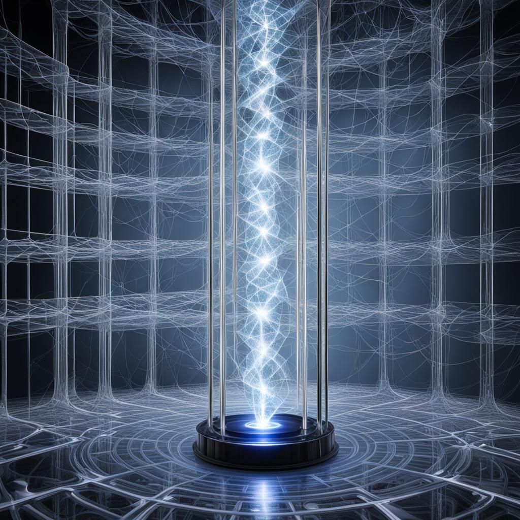 Subatomic fractal energy field powering a vibrating string in a glass tube - AI Generated ...