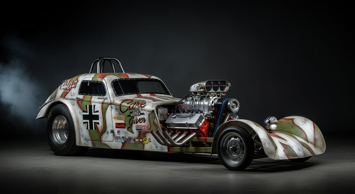 Retro-Futuristic Dragster Inspired by WW2 German T... - AI Art