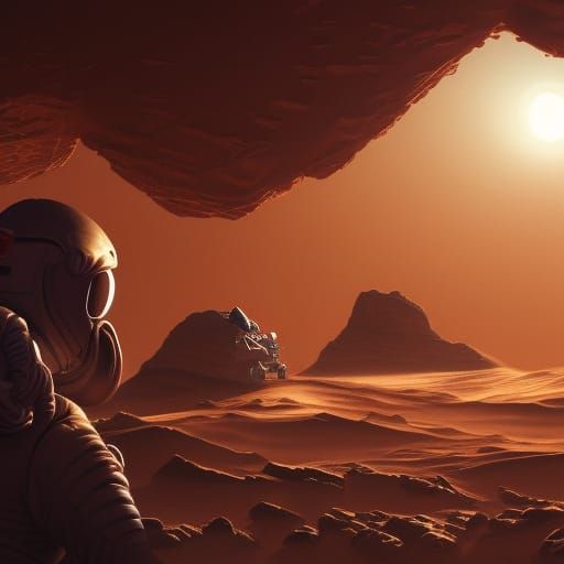 astronaut eating can of sardines on mars - AI Generated Artwork ...