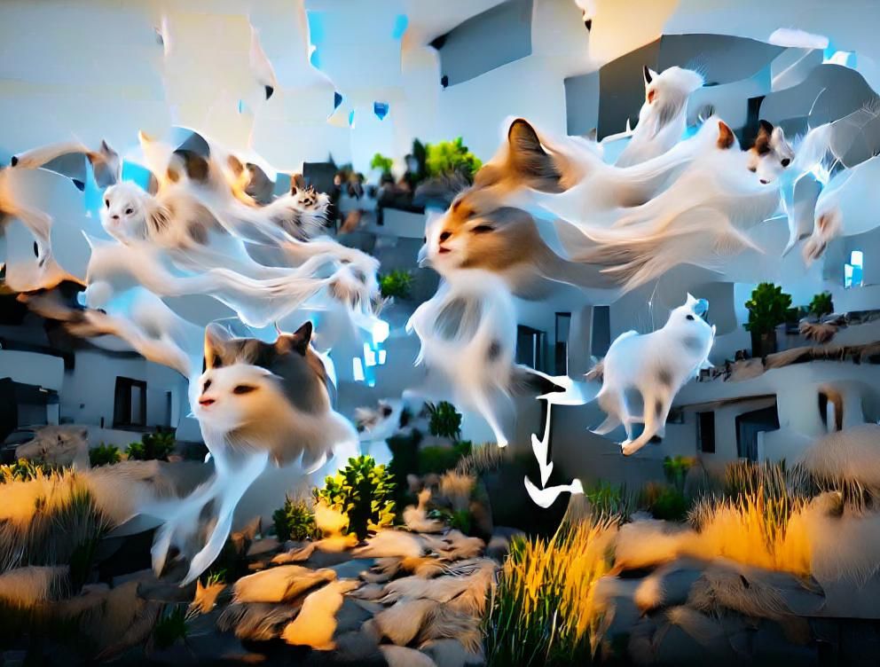 Unreal engine, 8K, ghost cats flowing through the air, Ultra HD - AI ...