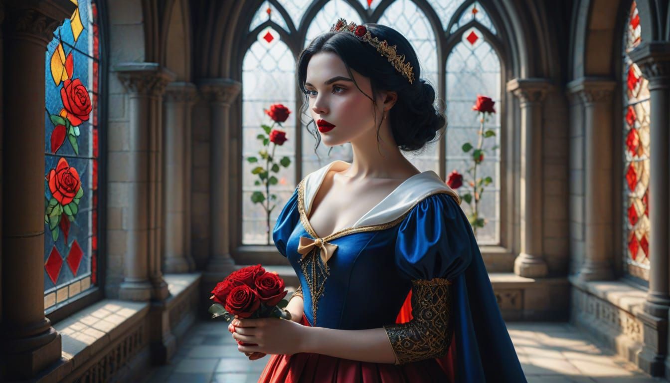 Fairytale Princess in Majestic Castle Attire - AI Art