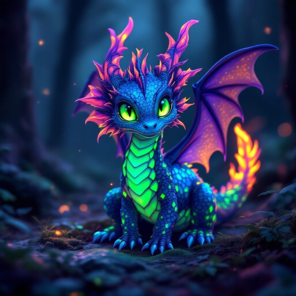 Surreal Fantasy Concept Art of a Radiant Dragon in... - AI Art