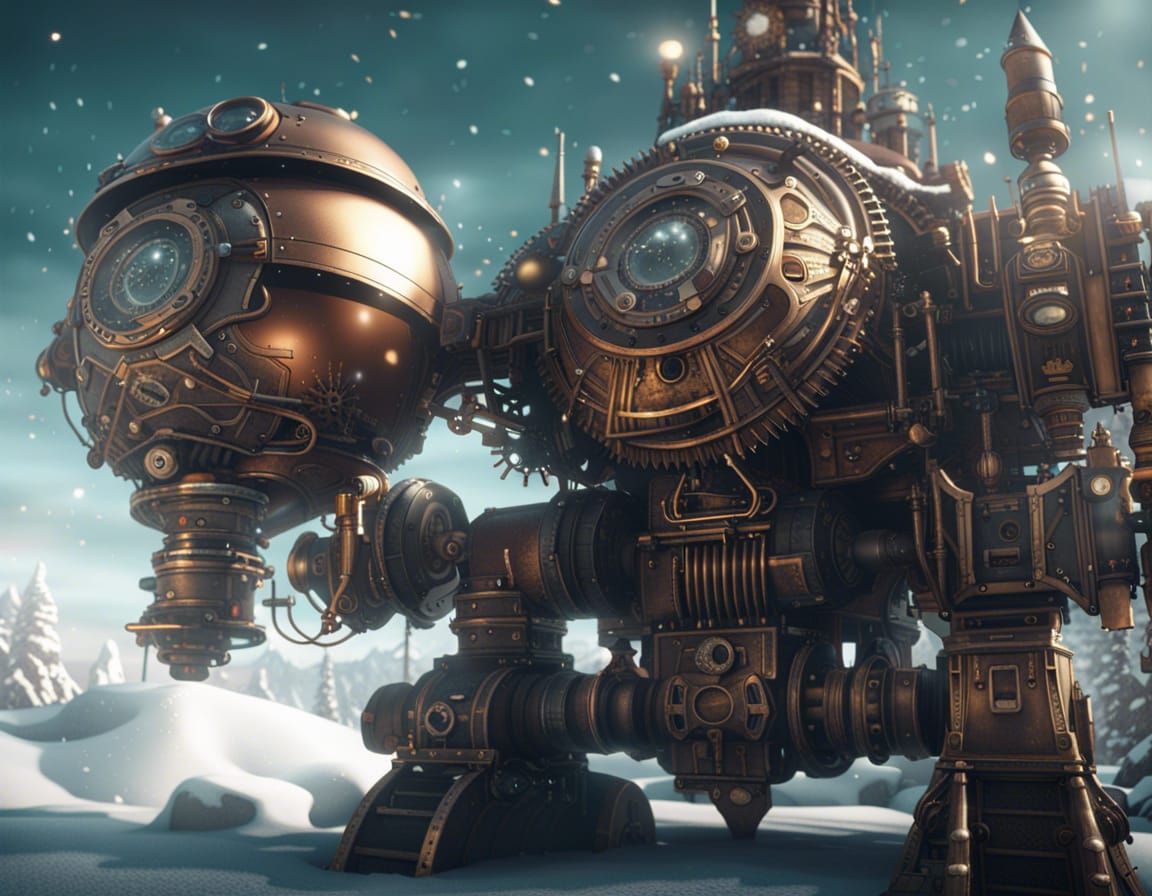 Steampunk Winter Wonderland - AI Generated Artwork - NightCafe Creator