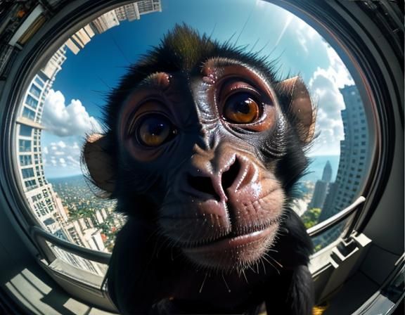 monkey fisheye selfie - AI Generated Artwork - NightCafe Creator