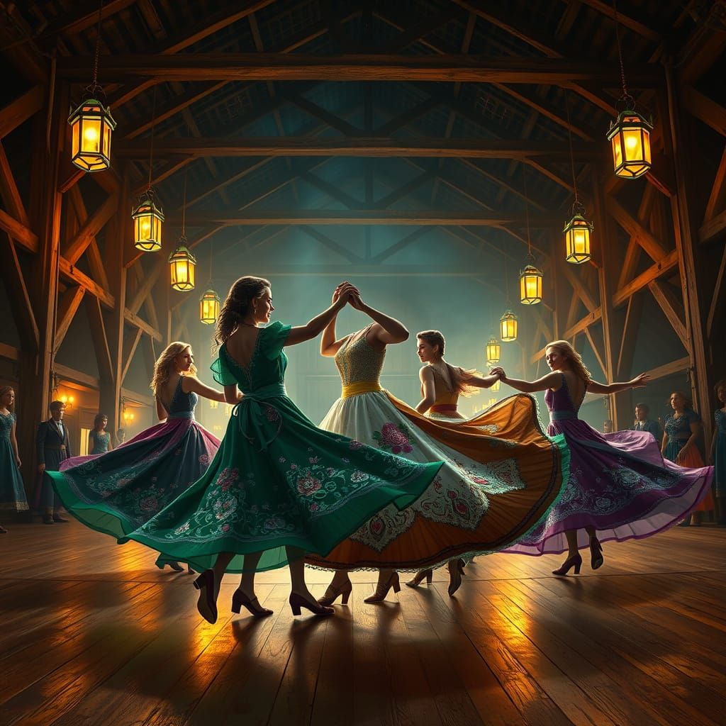 Square Dancing - Vibrant Fantasy Dancers in an Enchanted B...