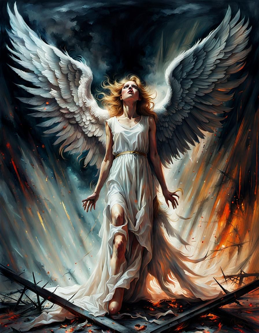 Fallen angel - AI Generated Artwork - NightCafe Creator