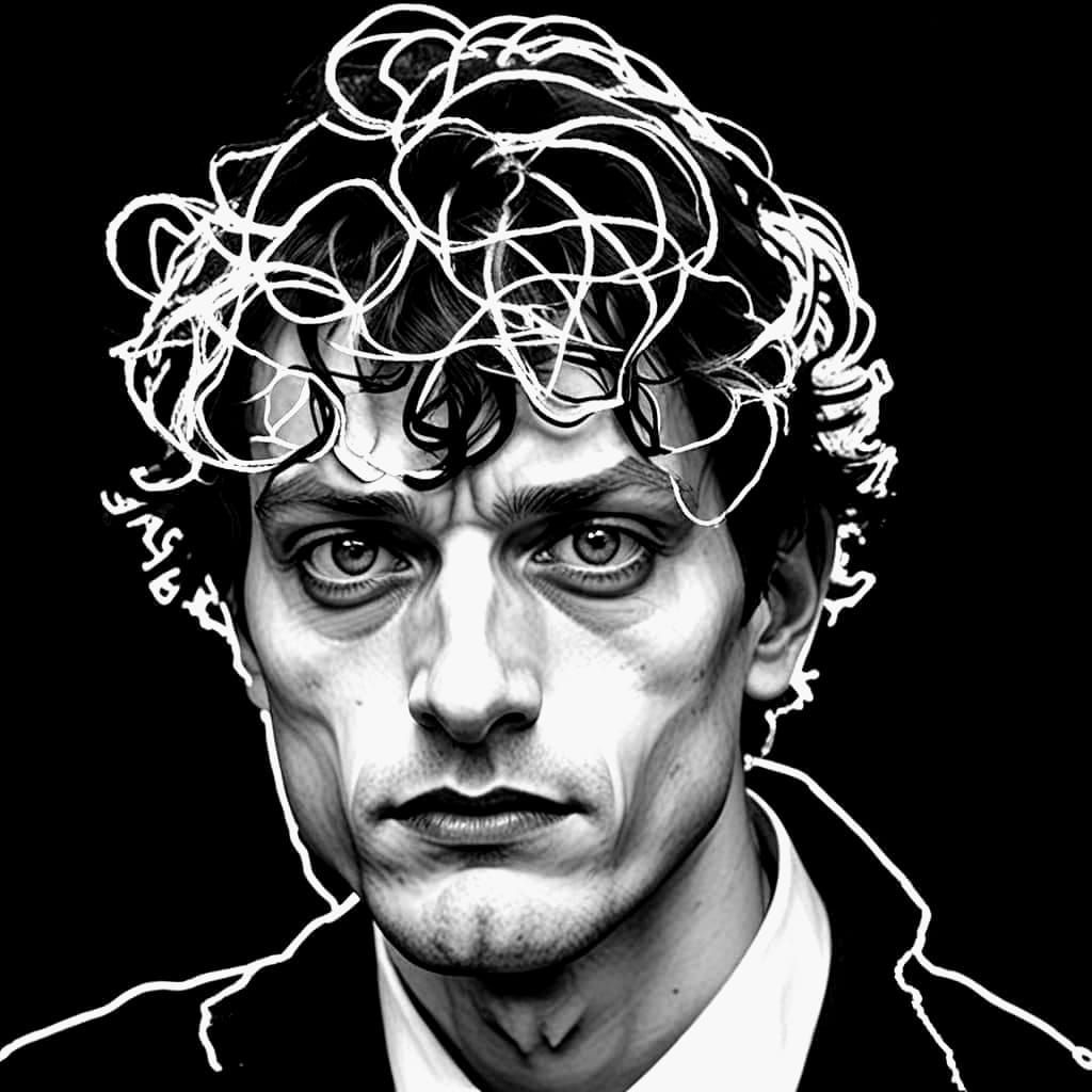 Ethereal Male Portrait in Cyberpunk Aesthetic with... - AI Art