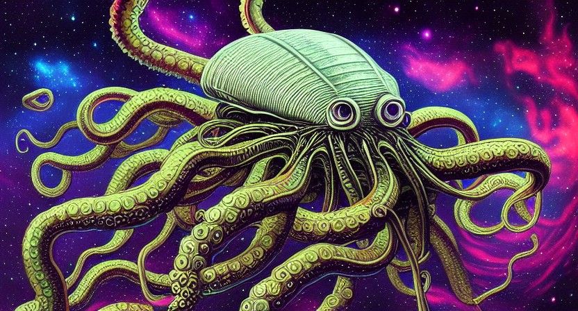 Alien Octopus Driving a Squid Ship into the Mollusk Nebula - AI ...