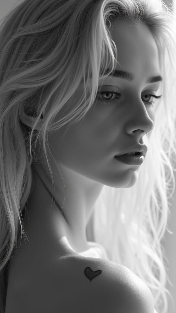 Luminous Woman in Grayscale, Hyper-Realistic Portr... - AI Art