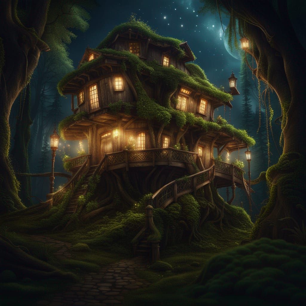 Treehouse - AI Generated Artwork - NightCafe Creator