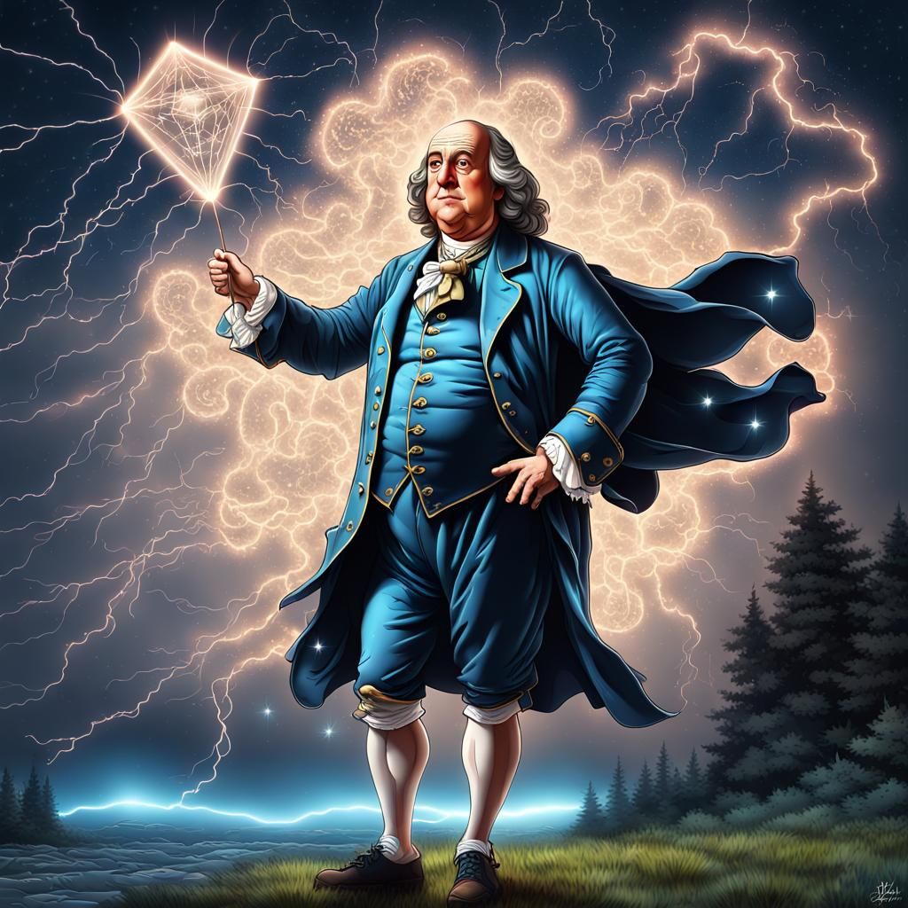 Benjamin Franklin Discovery Electricity - AI Generated Artwork ...