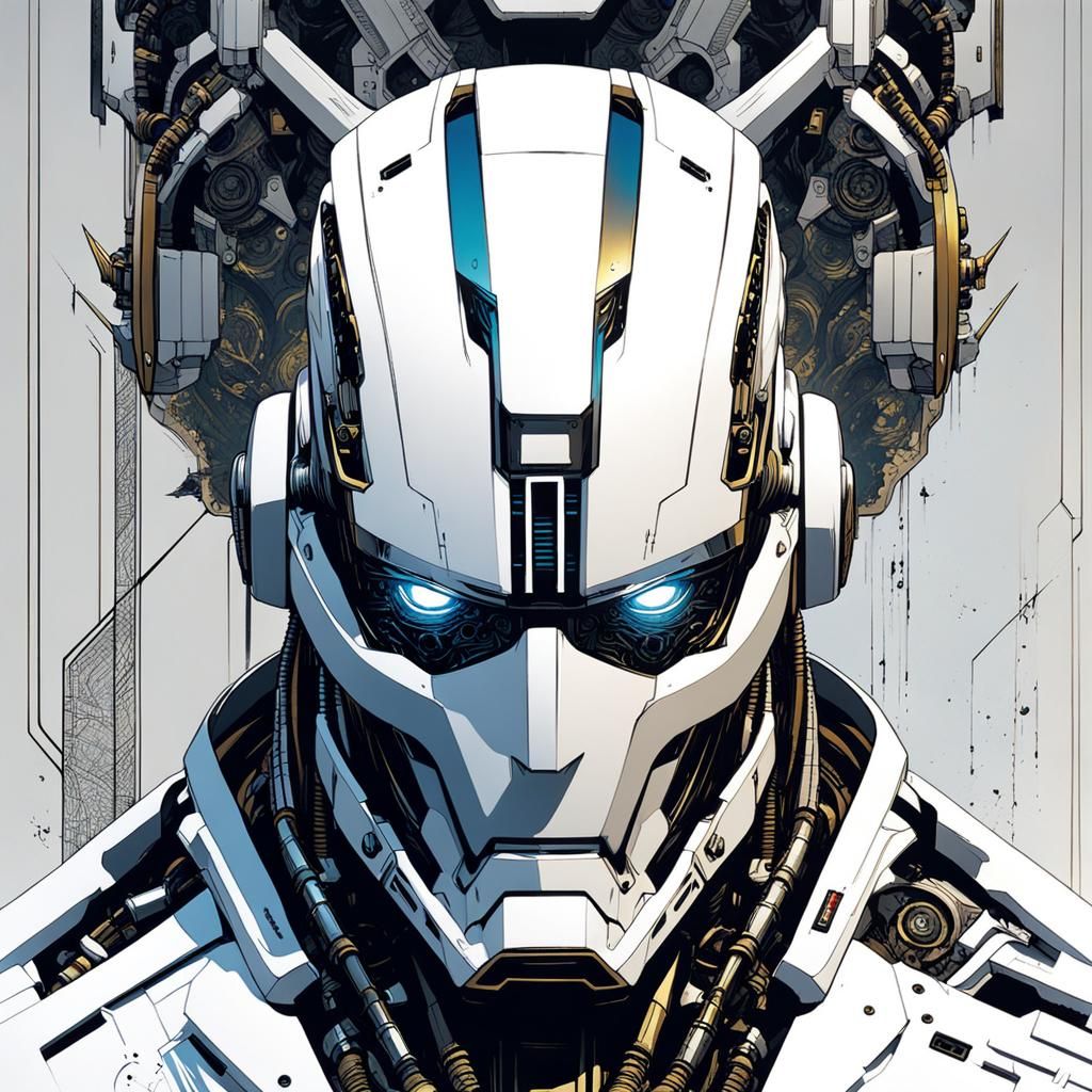 Robot with intricate face - AI Generated Artwork - NightCafe Creator