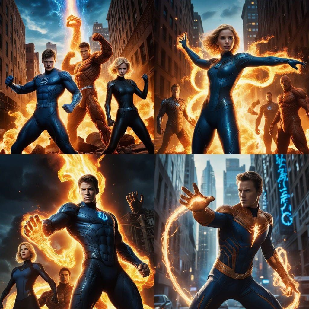 Fantastic Four Heroes Unite in Epic Cinematic Post... - AI Art