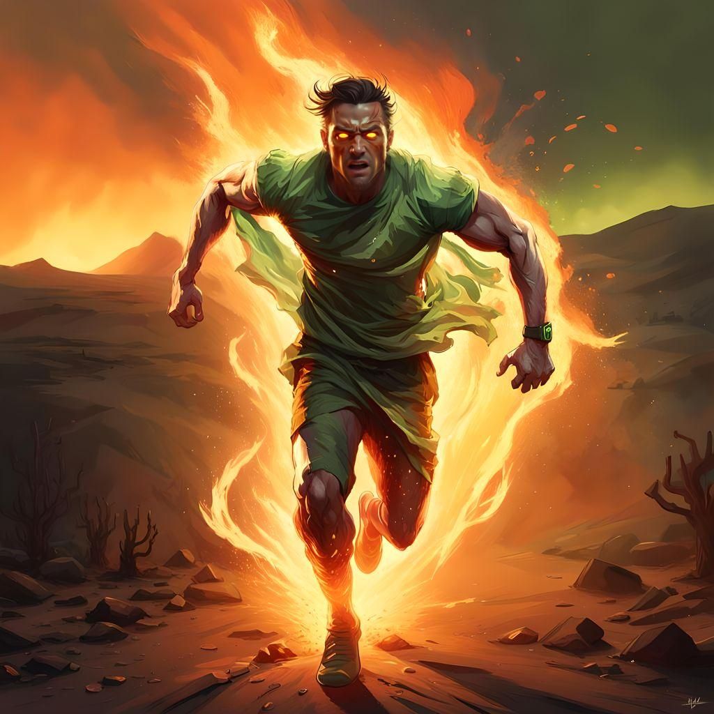 The sunlit man - Outrunning the fire - AI Generated Artwork - NightCafe ...