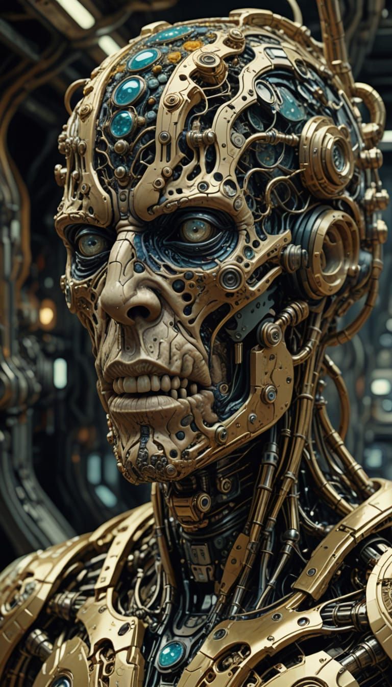 Surreal Cybernetic Portrait in Mandelbulb Style - AI Art